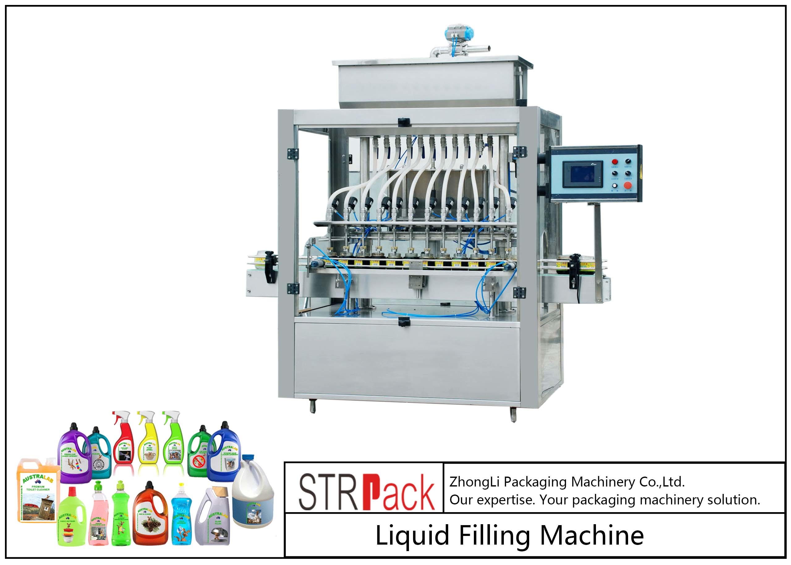 12 Nozzles Automatic Cleaning Agent Liquid Filling Machine For 30ml-5L ...