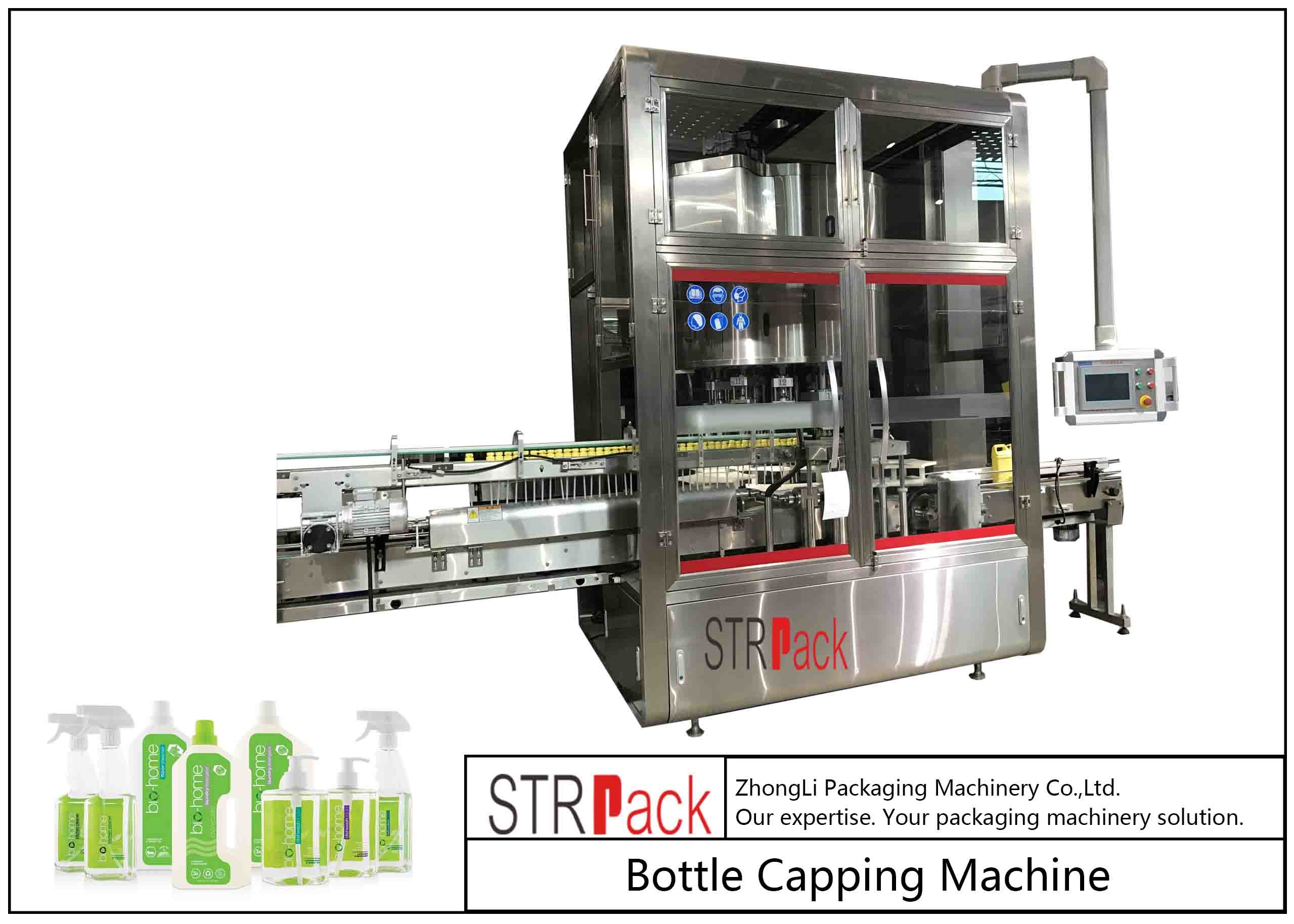 Rotary Shampoo Bottle Capping Machine For Inserter / Trigger Spray Pump Cap